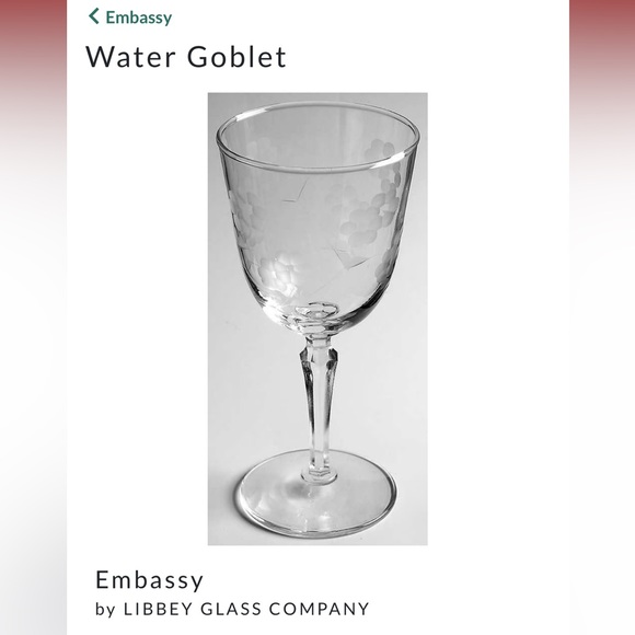 Libbey | Dining | Vtg Drinkware Embassy Water Goblet Embassyby Libbey ...